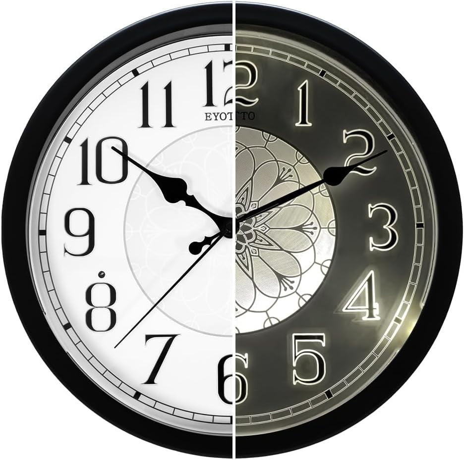 UGUCYUI-Night Light Wall Clock for Bedroom, Illuminated Wall Clocks ...