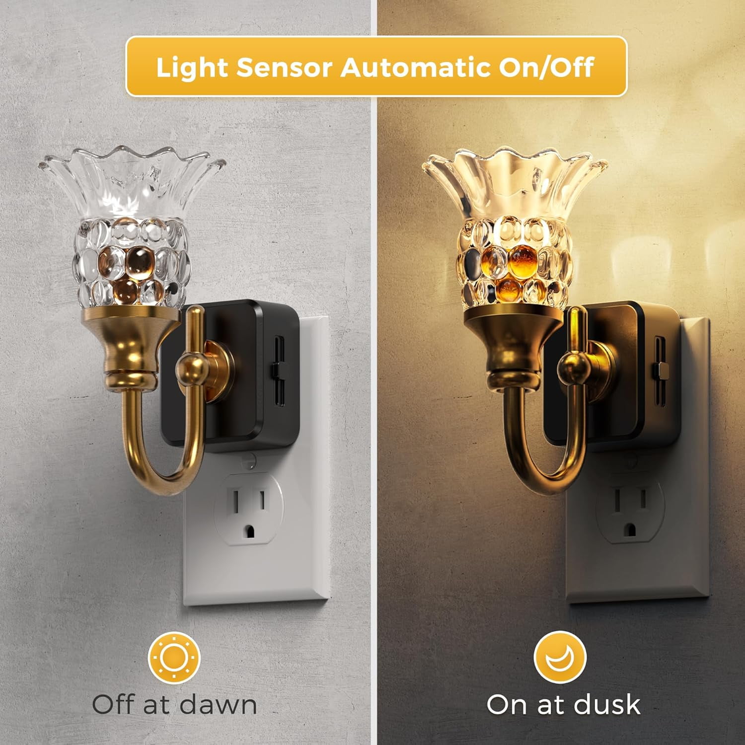 UGUCYUI-Night Lights Plug into Wall, 2 Pack 3000K Soft White LED Floral ...