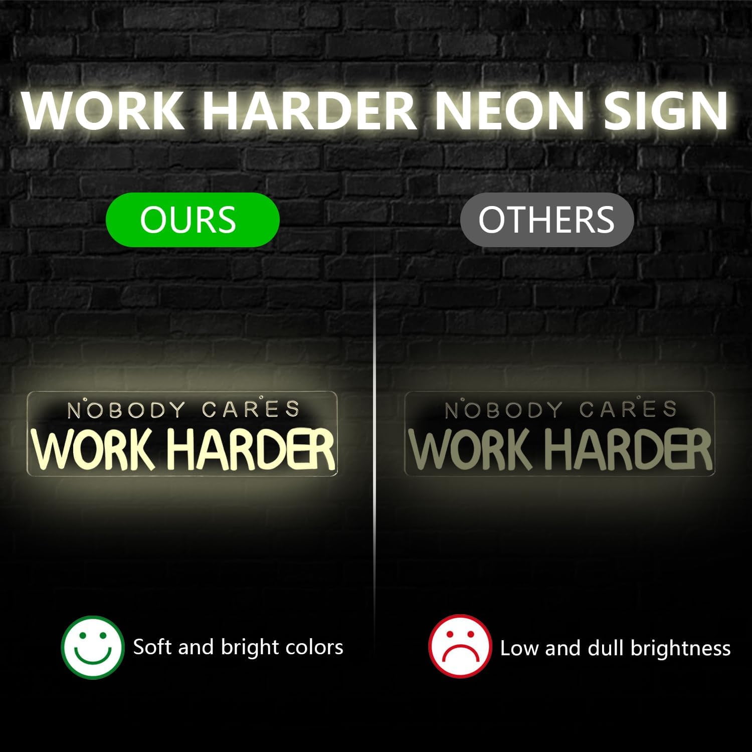 UGUCYUI-Nobody Cares Work Harder Neon Sign Gym Neon Lights for Home Gym ...