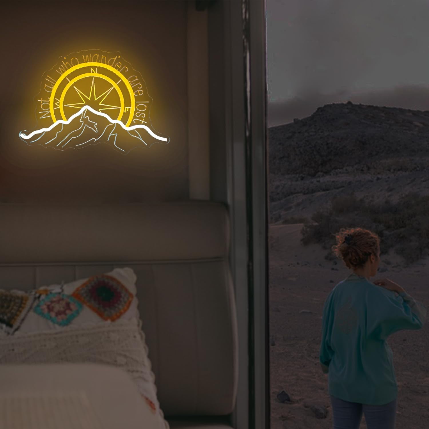 UGUCYUI-Not All Who Wander Are Lost Neon Sign Compass Neon Light for ...