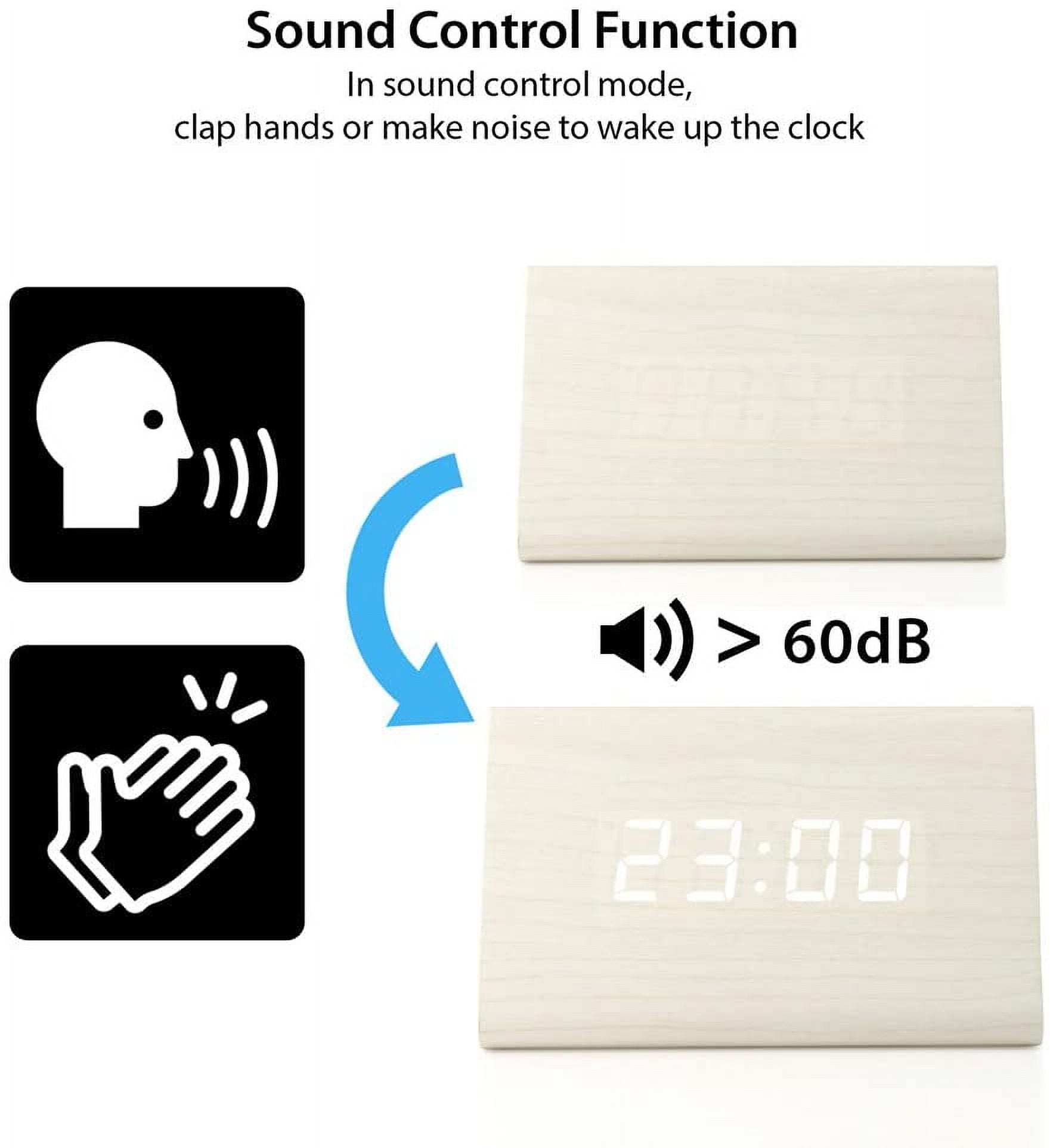 UGUCYUI-OCT17 Wooden Wood Clock, New Version LED Alarm Digital Desk ...