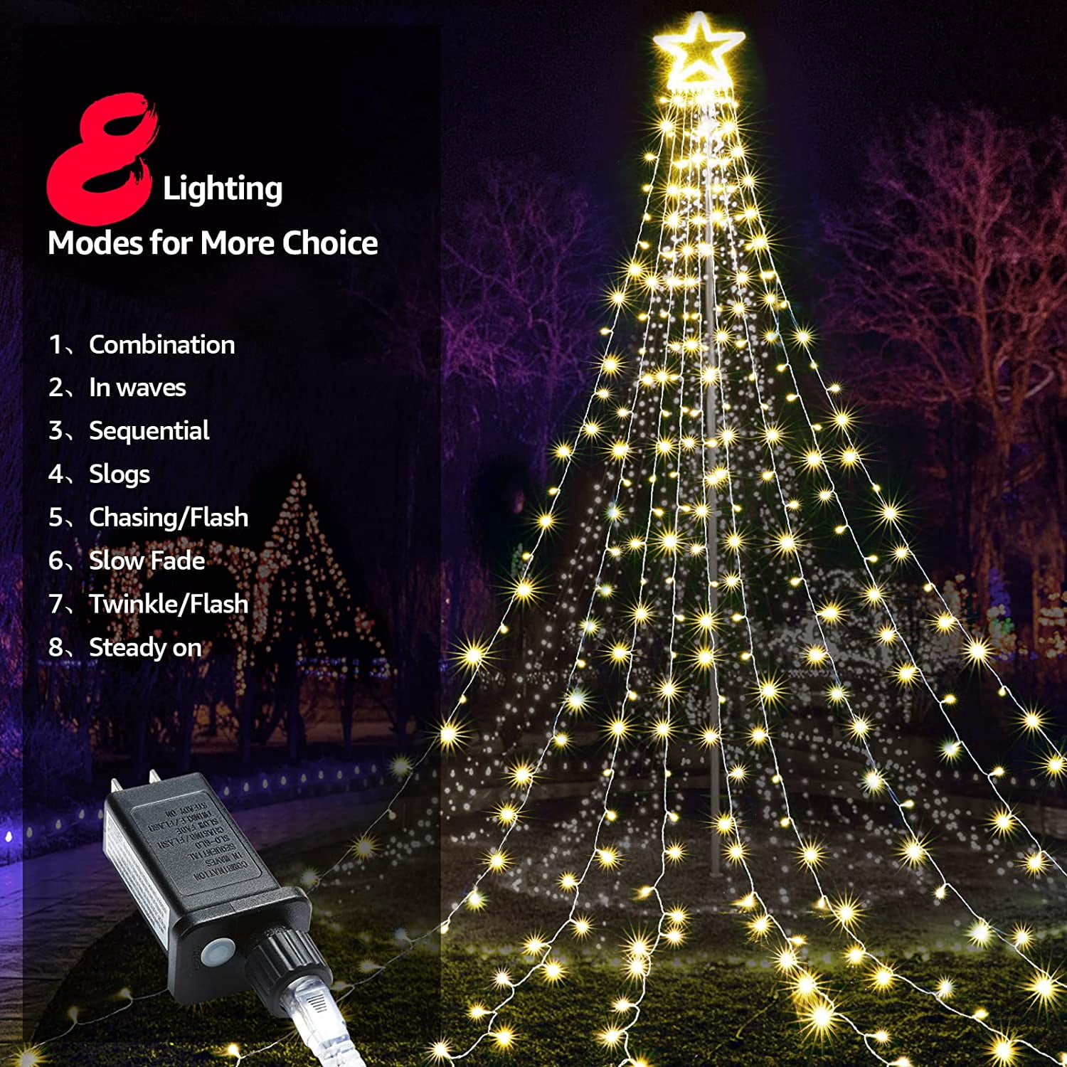 UGUCYUI-Outdoor Christmas Decorations, 317 LED Christmas Lights with 9 ...