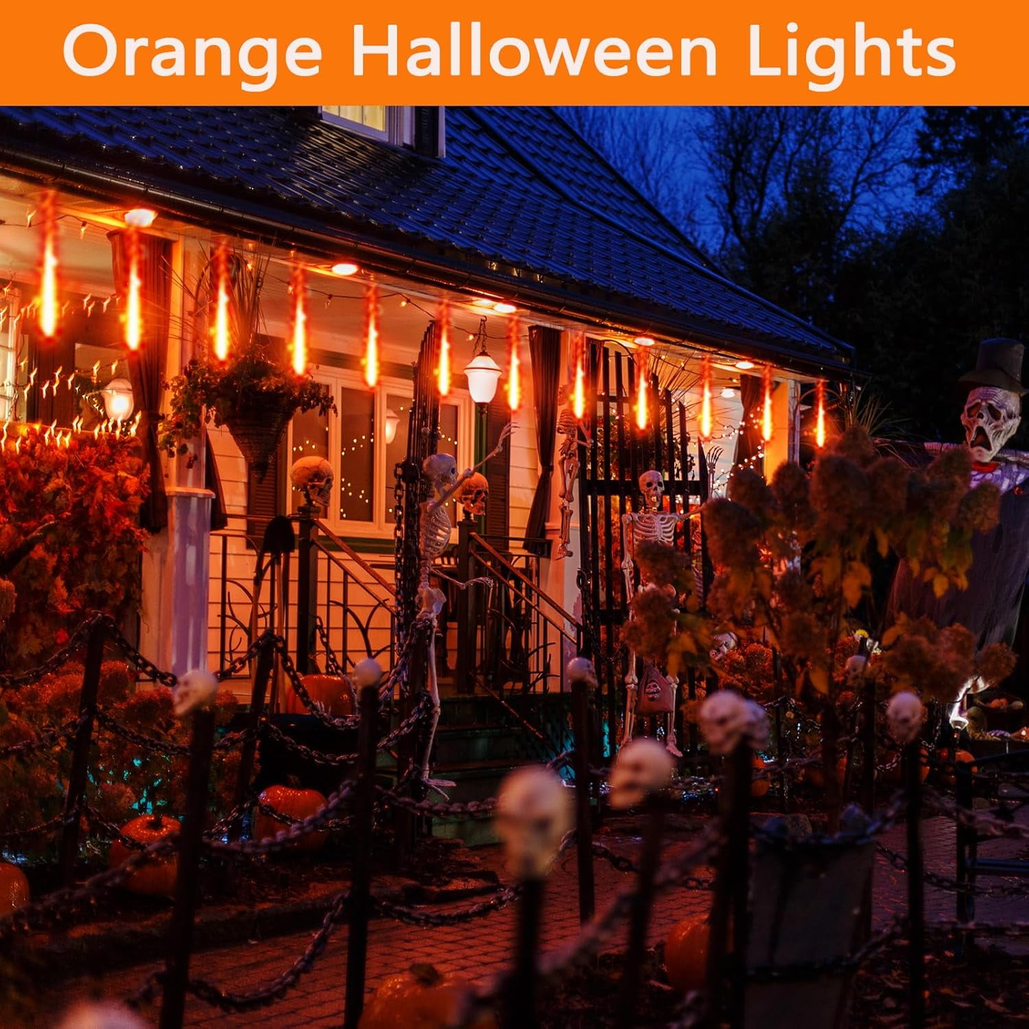 UGUCYUI-Outdoor Halloween Decorations, 24 Tubes Meteor Shower Lights ...