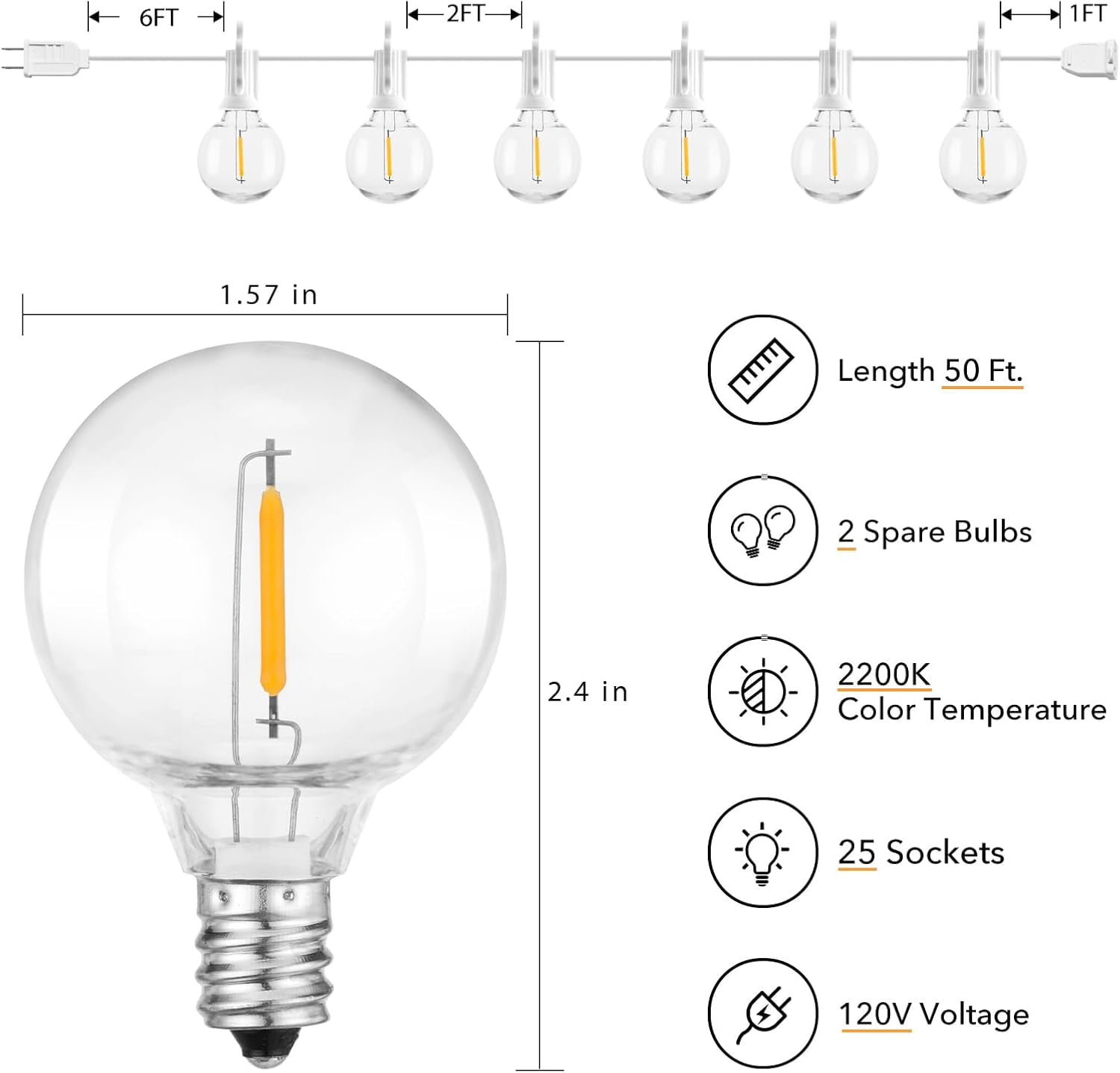 UGUCYUI-Outdoor String Lights - 50 Ft Waterproof Connectable Commercial ...