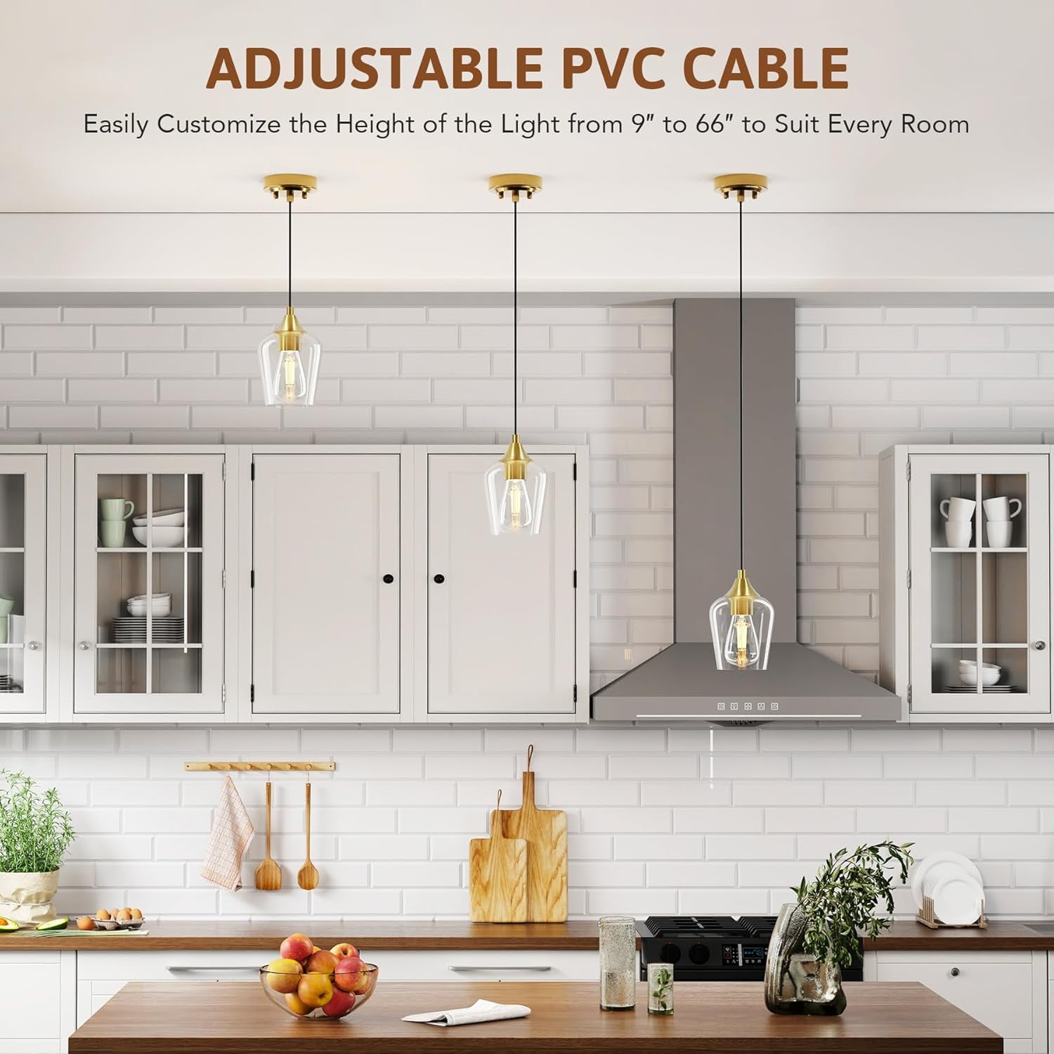 UGUCYUI-Pendant Light Kitchen Island, Brushed Gold Pendant Light ...