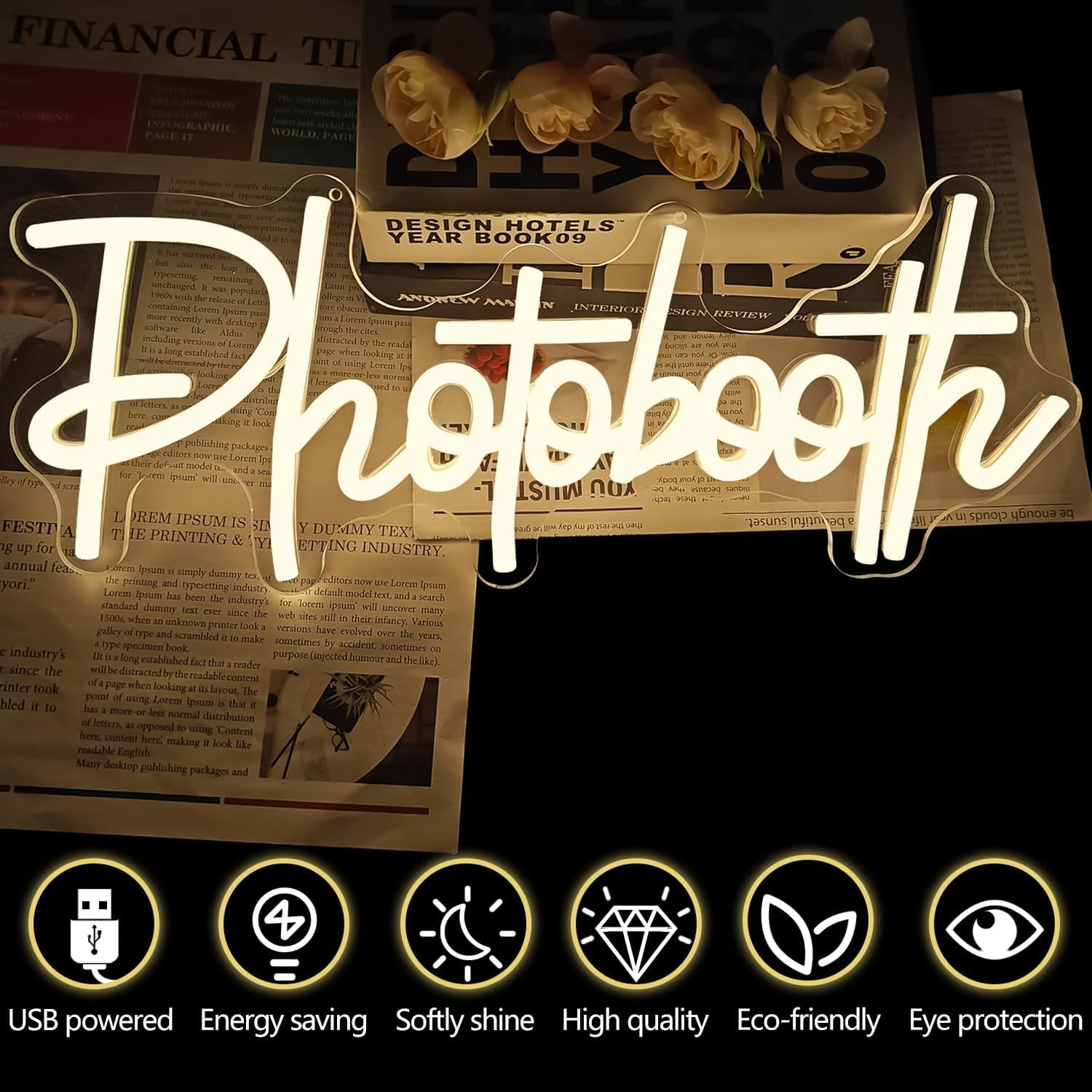 UGUCYUI-Photo Booth Neon Sign for Wall Decor Photo Booth Sign Neon ...
