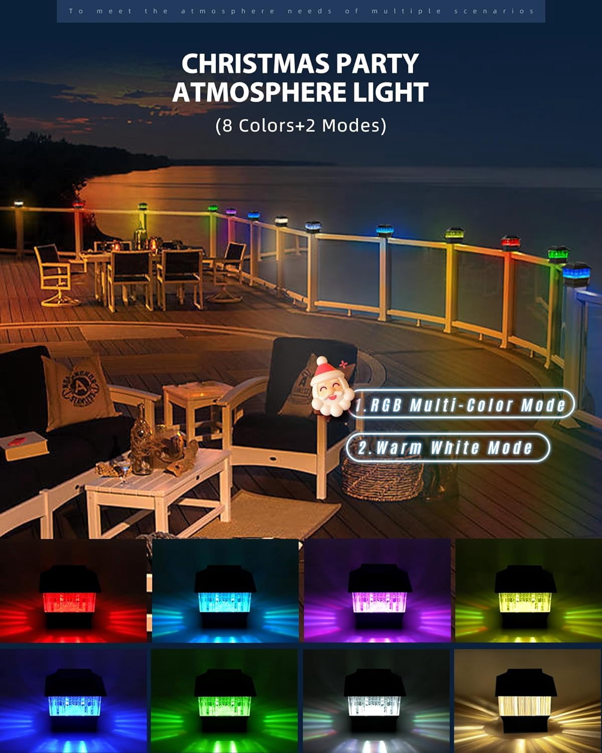 UGUCYUI-RGB&Warm Solar Post Cap Lights 50 Lumen, Outdoor 4x4 3.5x3.5 4 ...