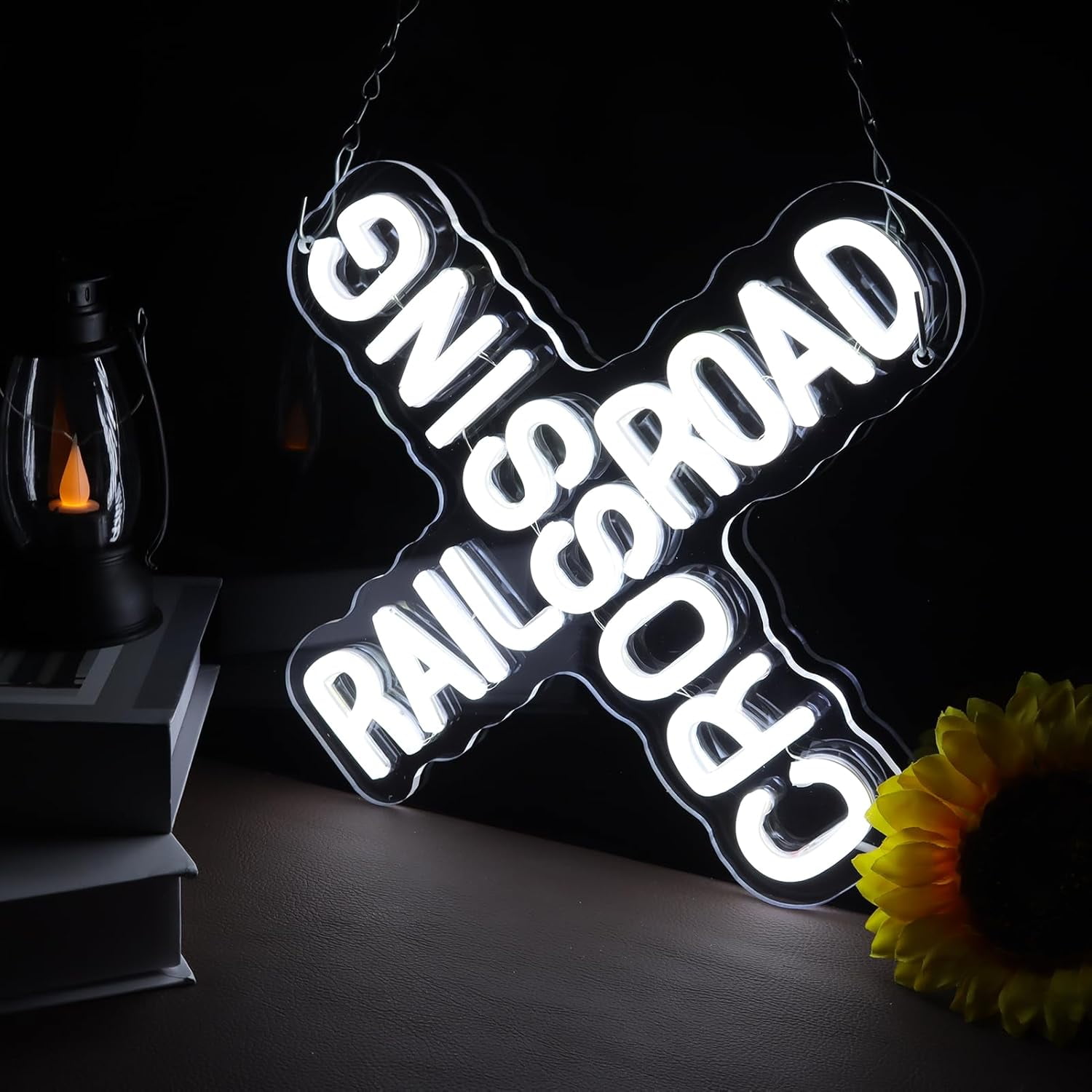UGUCYUI-Railroad Crossing Neon Sign for Wall Decor, Dimmable Led ...
