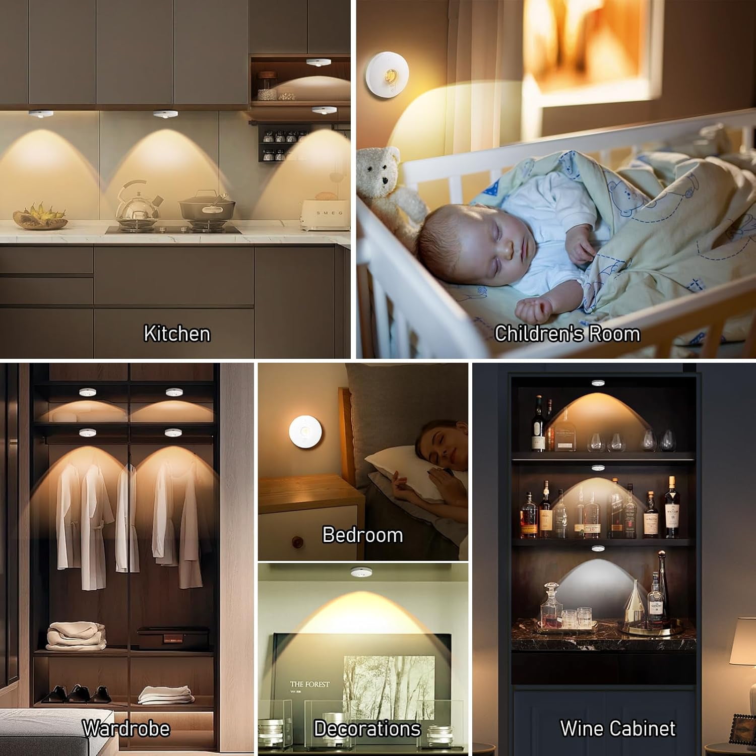 UGUCYUI-Rechargeable Puck Lights,LED Under Cabinet Counter,2000mAh ...