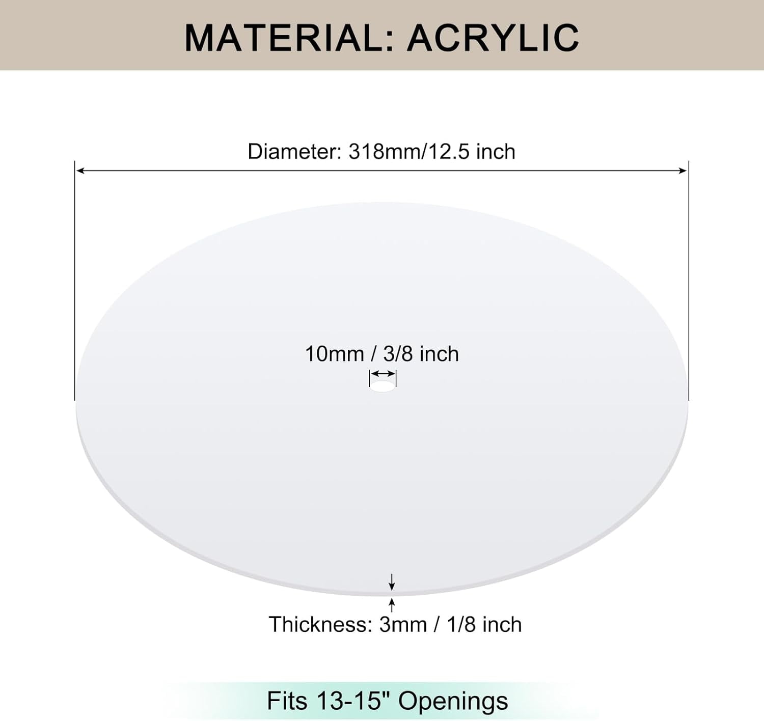 UGUCYUI-Round Lampshade Diffuser, 12.5" Diameter with 3/8" Center Hole ...