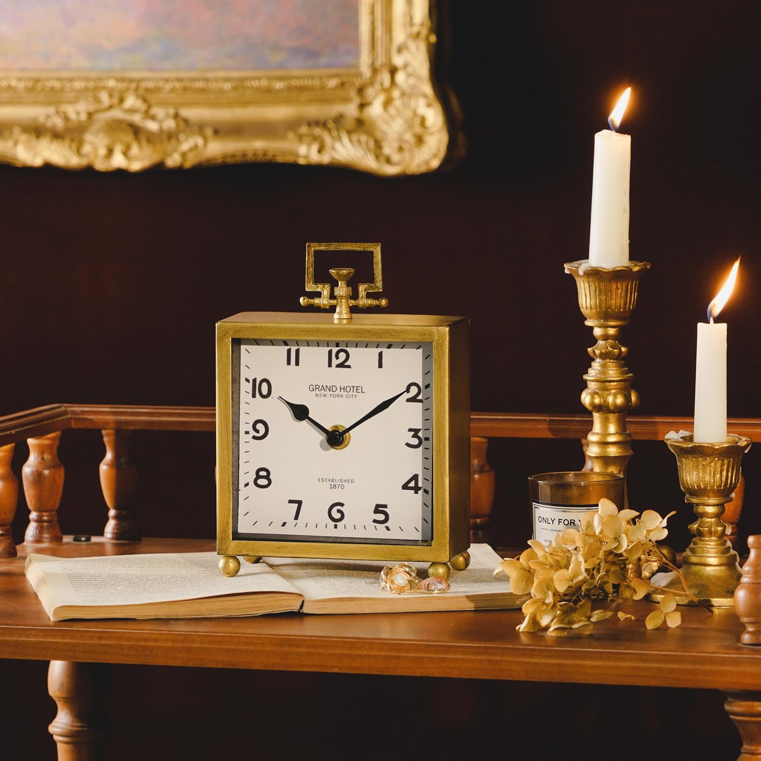 UGUCYUI-Small Gold Table Clock, Silent Non-Ticking Classic Battery ...