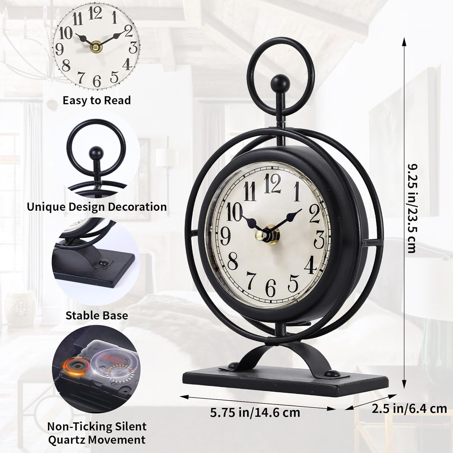 UGUCYUI-Small Vintage Metal Desk Clock, Decorative Table Clock for ...
