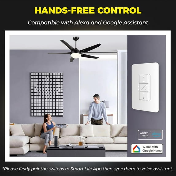 UGUCYUI-Smart Ceiling Fan Control and Light Dimmer Switch, Compatible ...