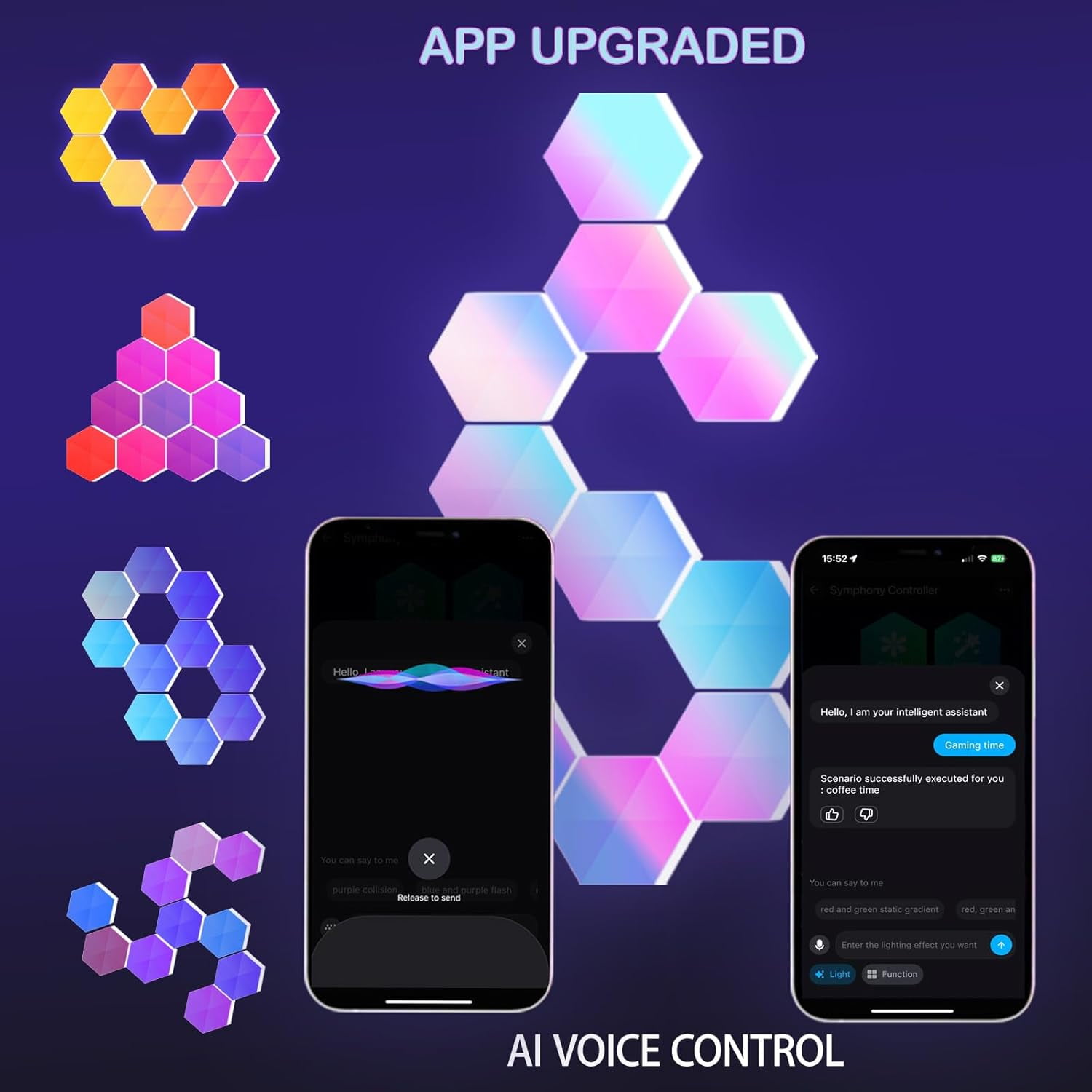 UGUCYUI-Smart Hexagon Lights DIY Hexagon Led Light App & Remote ...