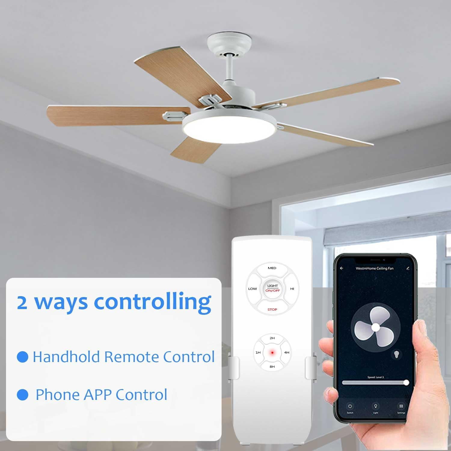 UGUCYUI-Smart WiFi Fan Switch Ceiling Fan and Light Remote Control Kit ...