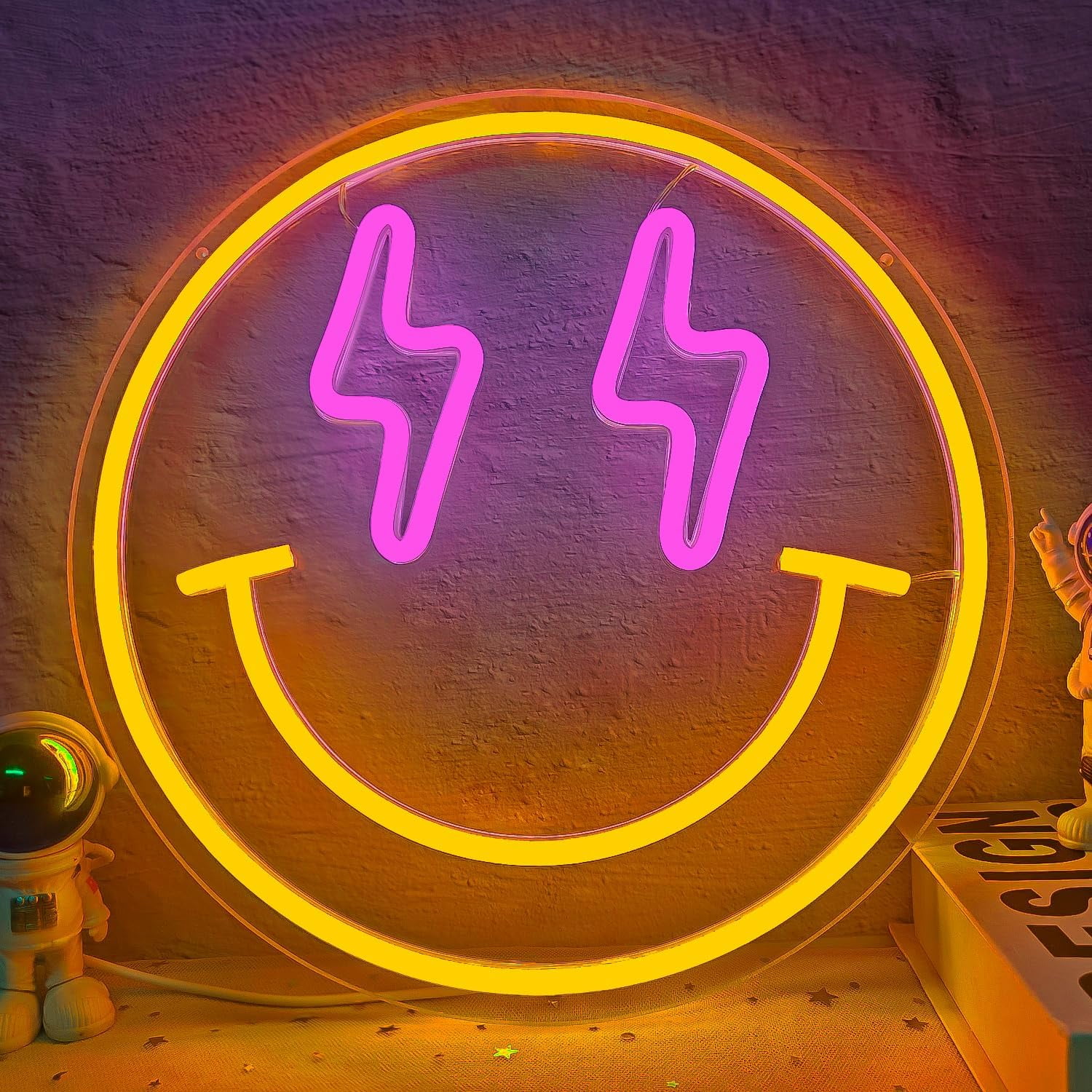 UGUCYUI-Smile Face Neon Sign Smile Neon Signs for Wall Decor Dimmable ...
