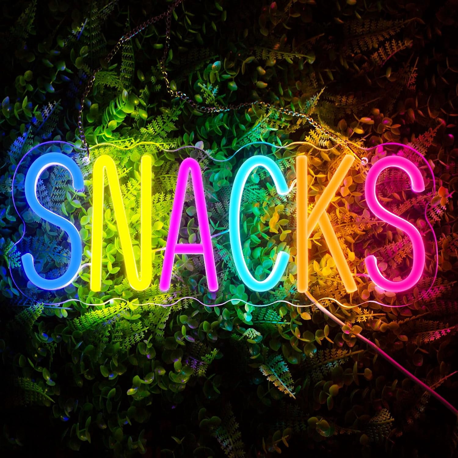 UGUCYUI-Snacks Neon Sign, Snack Bar Sign Wall Decor, Dimmable USB ...