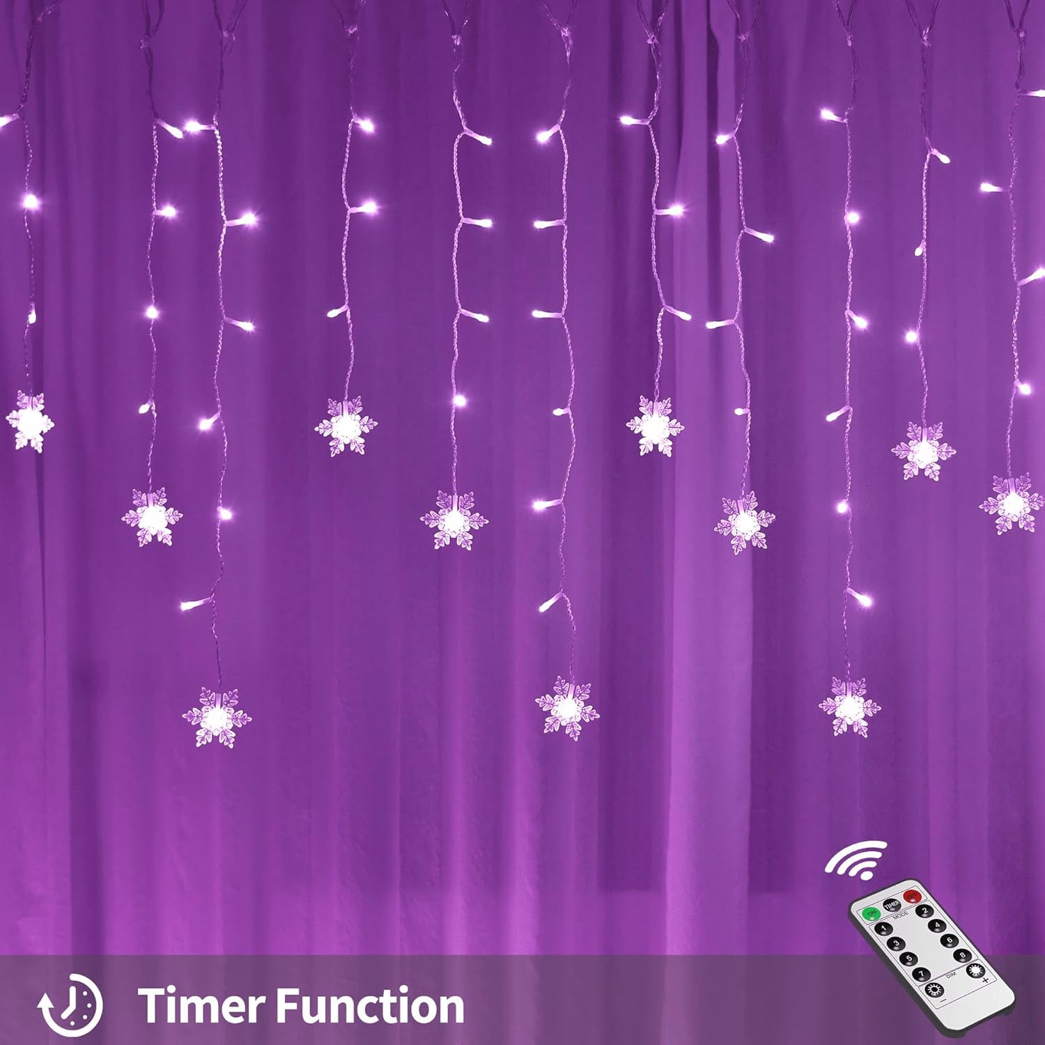 UGUCYUI-Snowflake Window Curtain Lights, 13ft 96 LED Snowflake ...