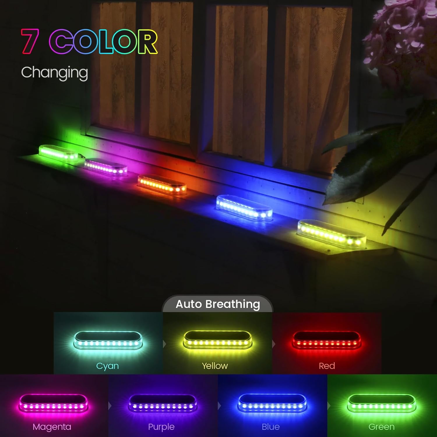UGUCYUI-Solar Dock Driveway Lights Outdoor, RGB Color Changing Solar ...