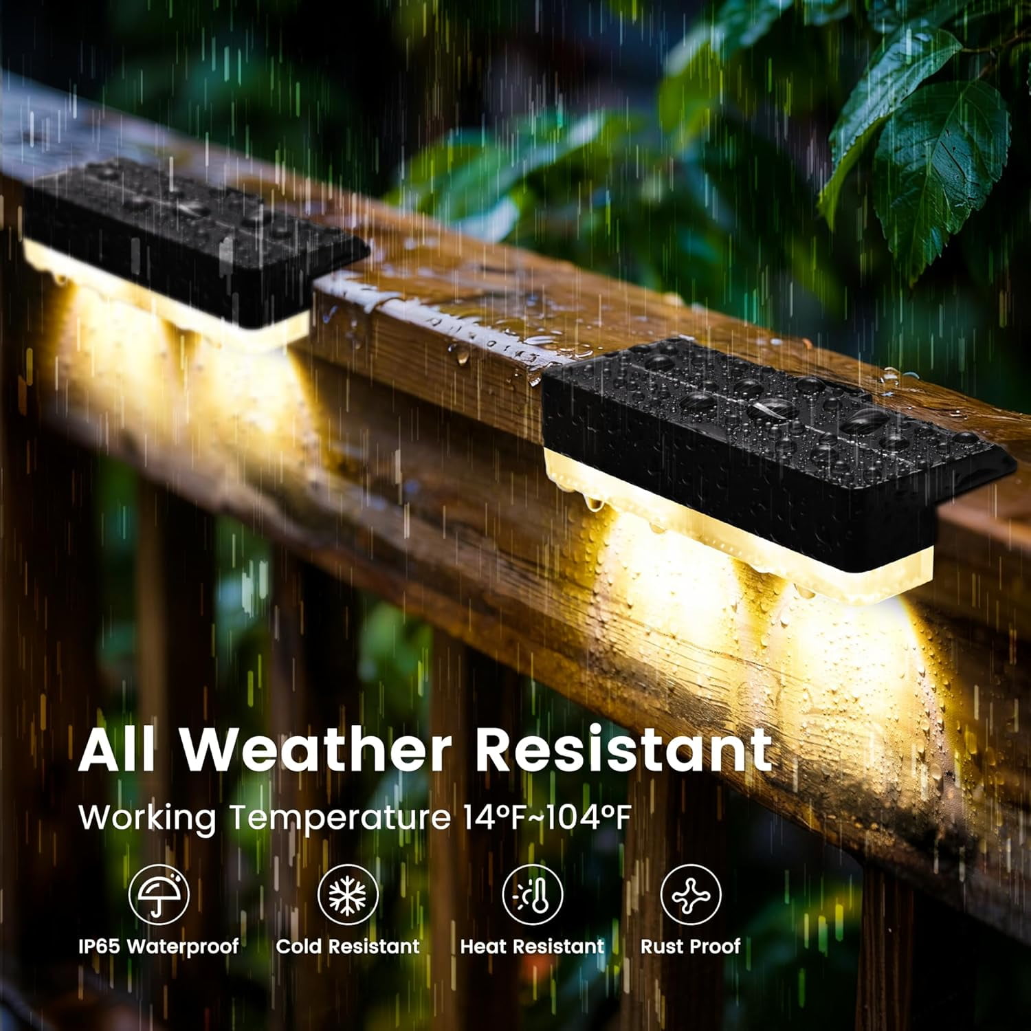 UGUCYUI-Solar Fence Lights Outdoor, Solar Deck Lights 9 Fixed Colors ...