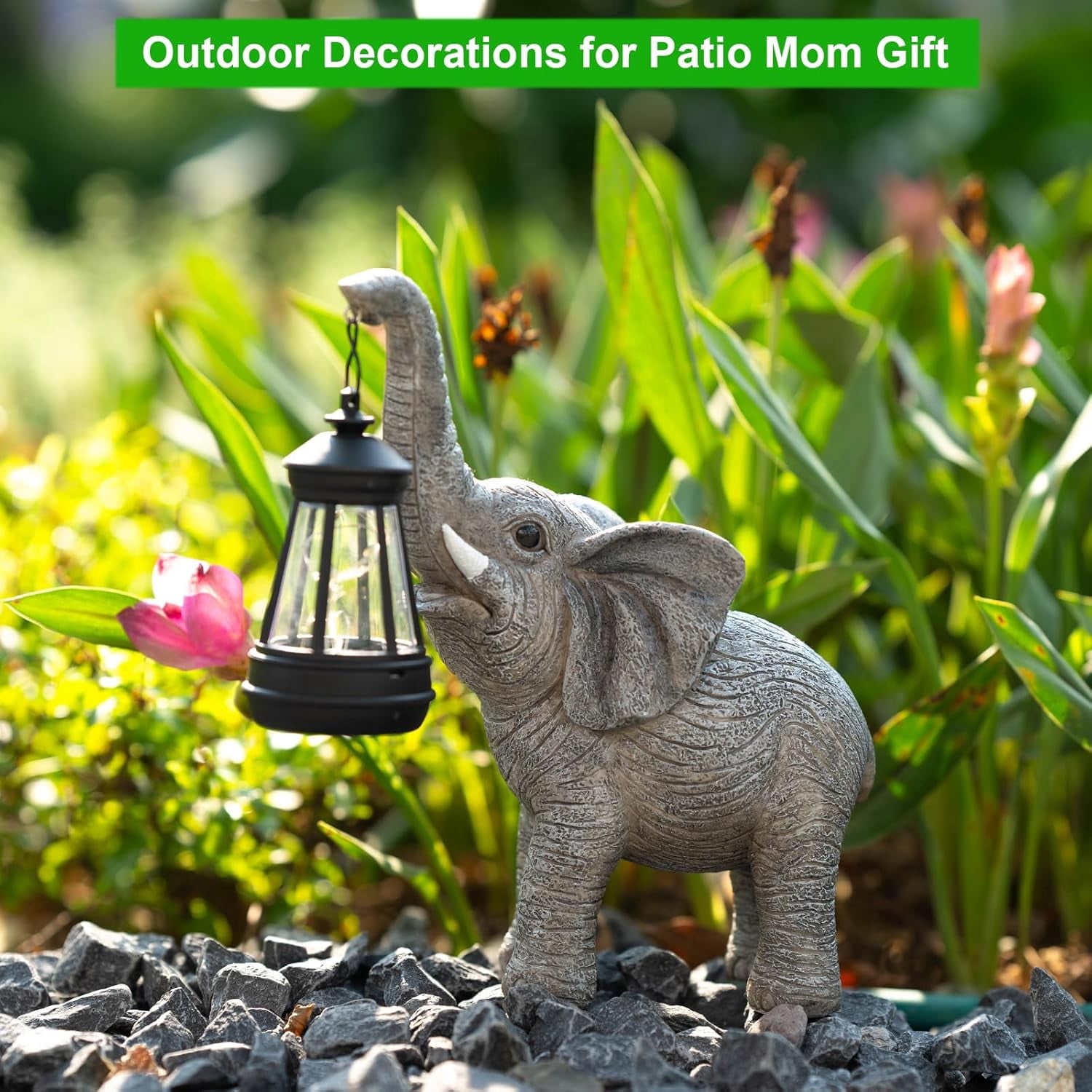 UGUCYUI-Solar Garden Statue Lights Elephants Figurine with Solar ...