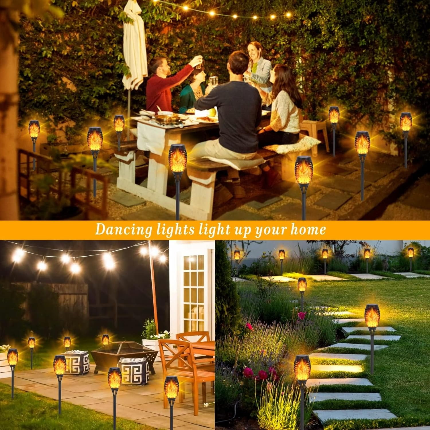 UGUCYUI-Solar Lights Outdoor, 8Pack Solar Torch Light with Flickering ...