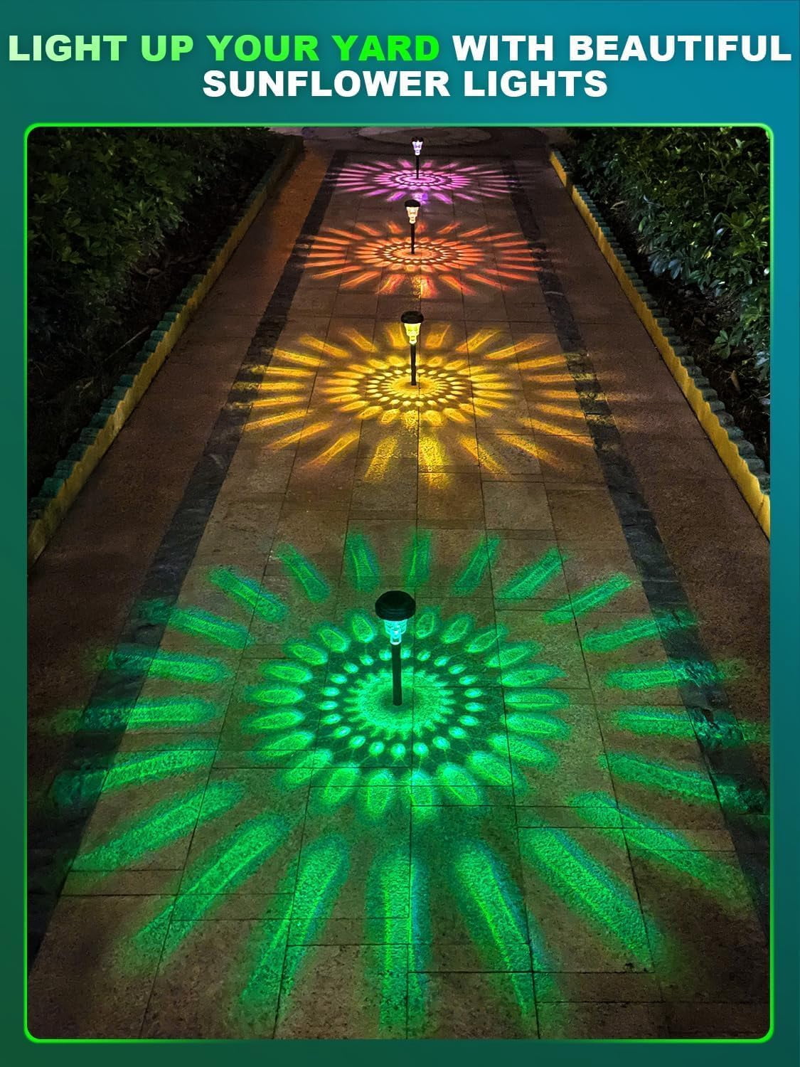 UGUCYUI-Solar Pathway Lights 8 Pack, Outdoor Solar Yard Lights, RGB ...