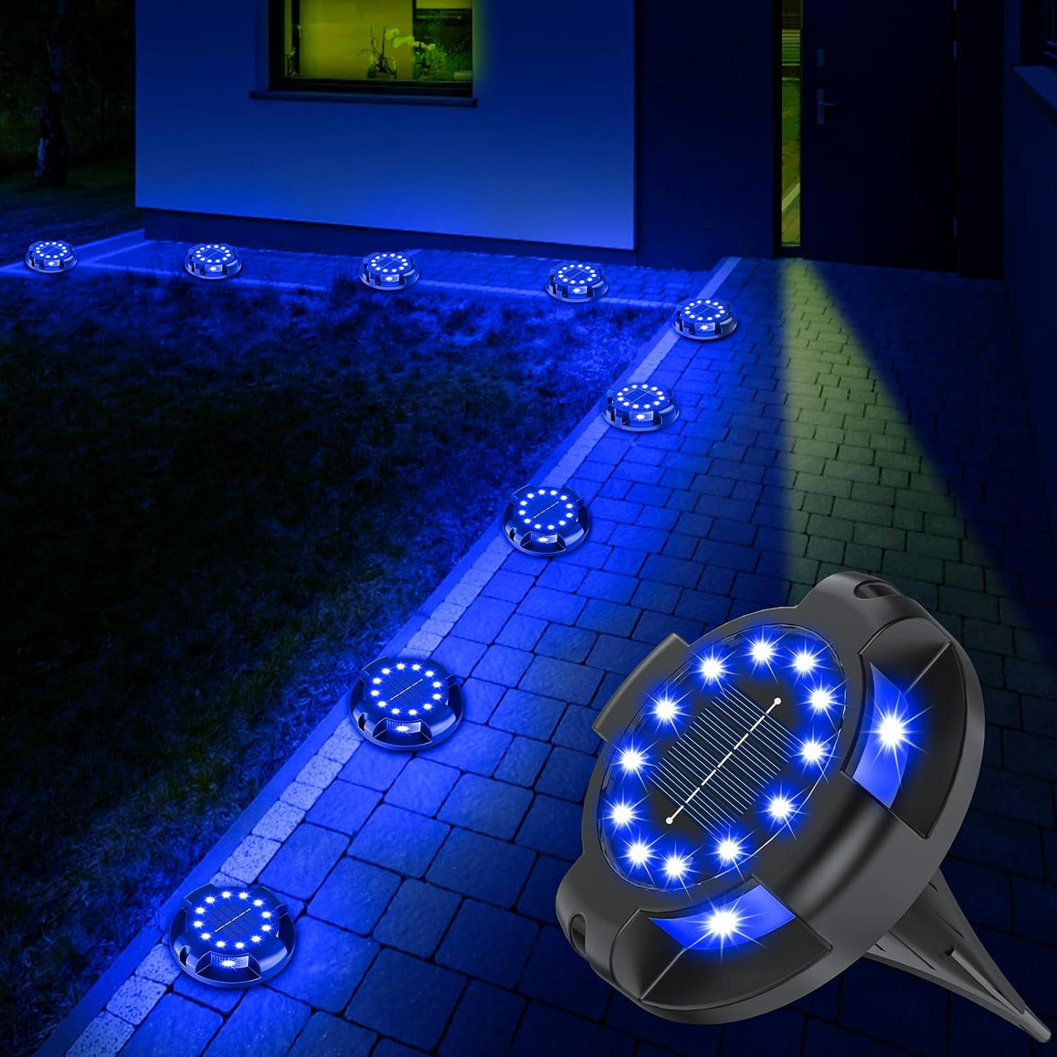 UGUCYUI-Solar Pathway Lights Outdoor 12 Packs, Bright Blue 16 LEDs ...