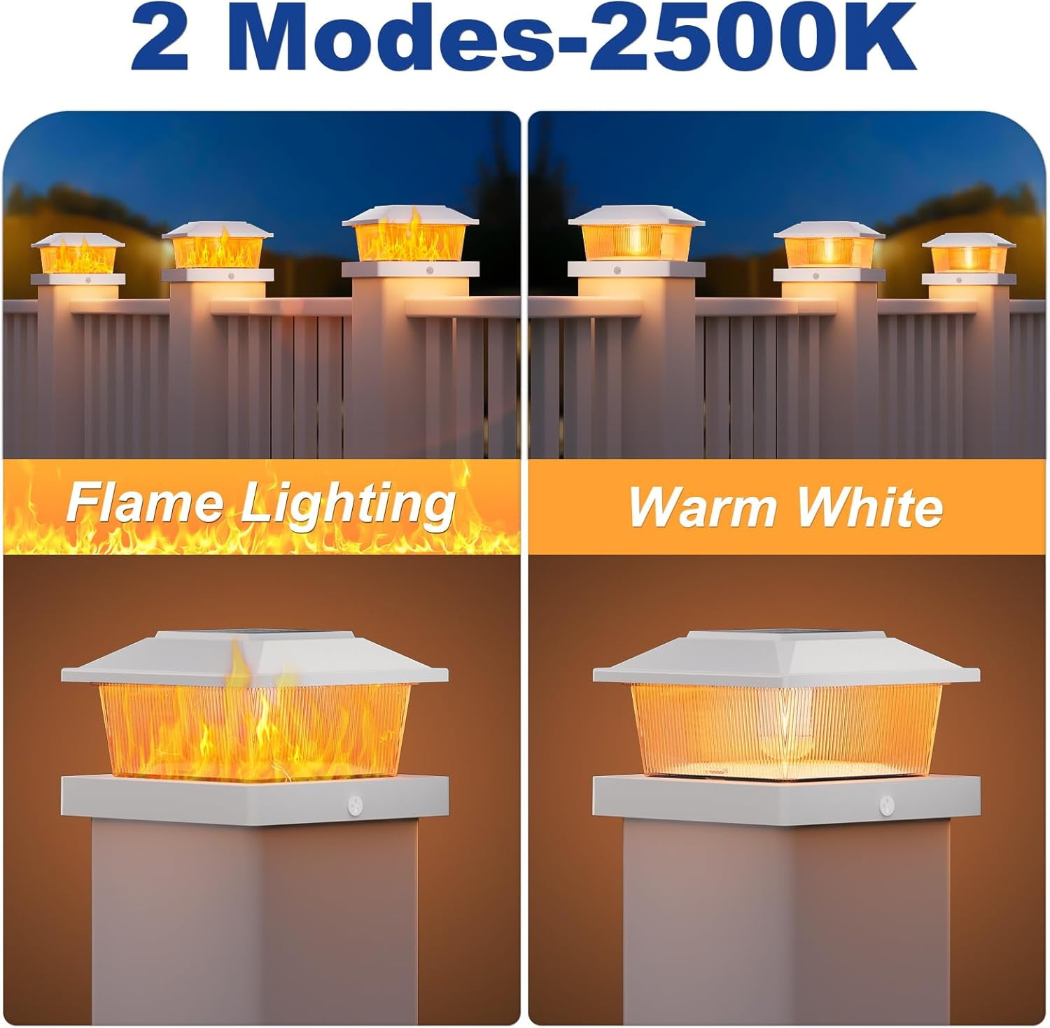 UGUCYUI-Solar Post Cap Lights 6 Pack with Flame Effect - for 4x4 Wood ...