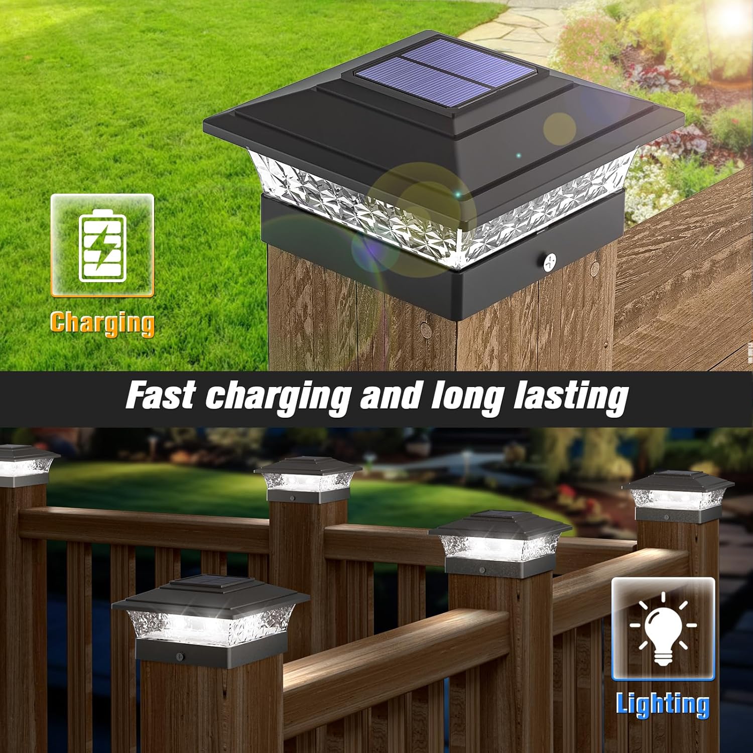 UGUCYUI-Solar Post Cap Lights Outdoor 6pack, Waterproof Fence Post ...