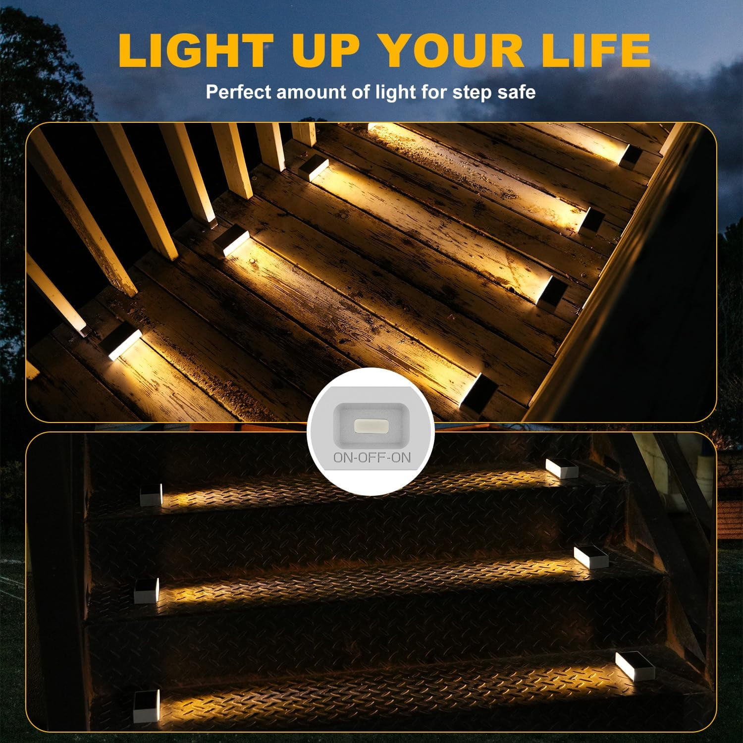 UGUCYUI-Solar Step Light 3000K Solar Stair Lights Outdoor Waterproof ...