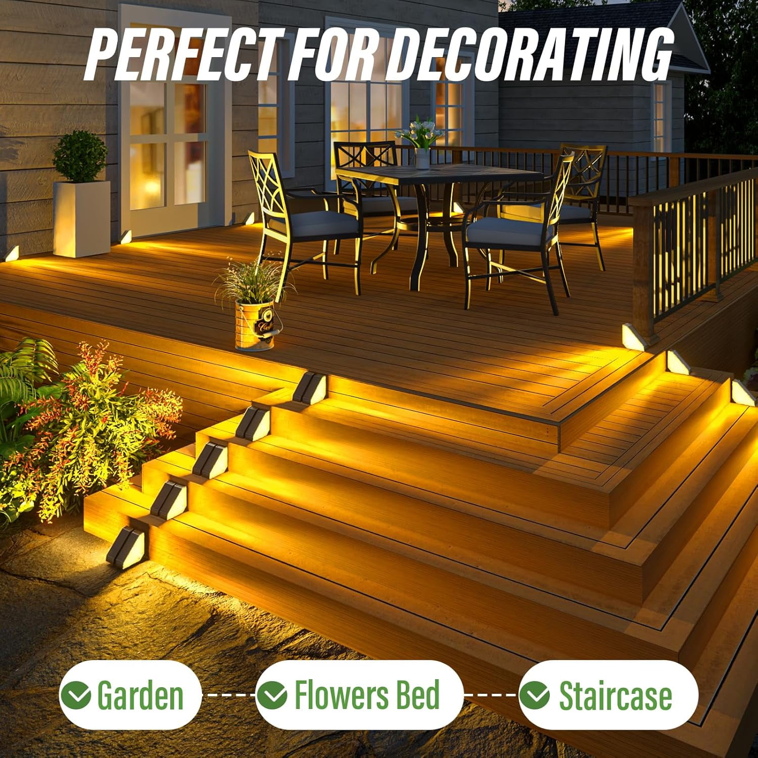 UGUCYUI-Solar Step Stair Lights Outdoor Yard Decor 12 Pack, IP65 ...