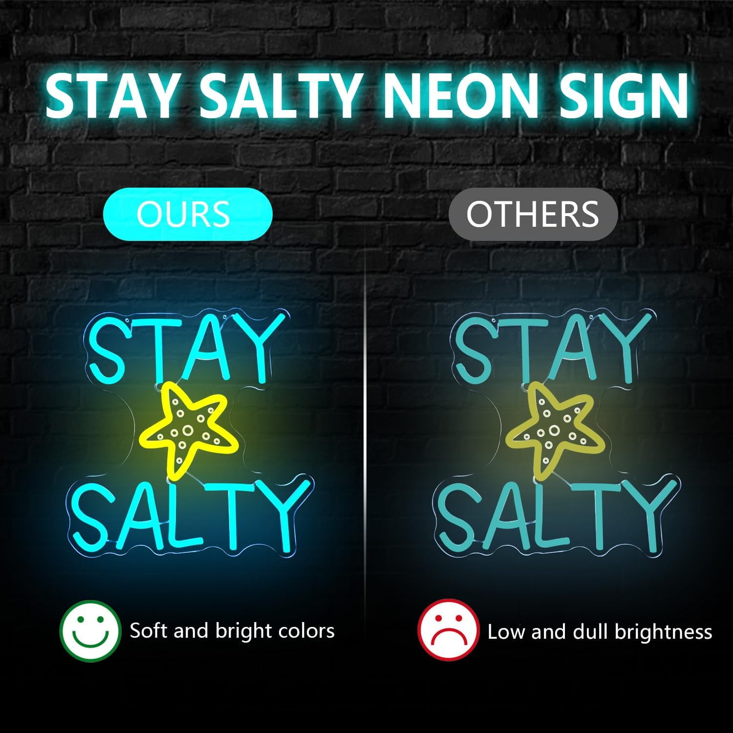 UGUCYUI-Stay Salty Neon Sign Summer LED Signs for Wall Decor Beach ...