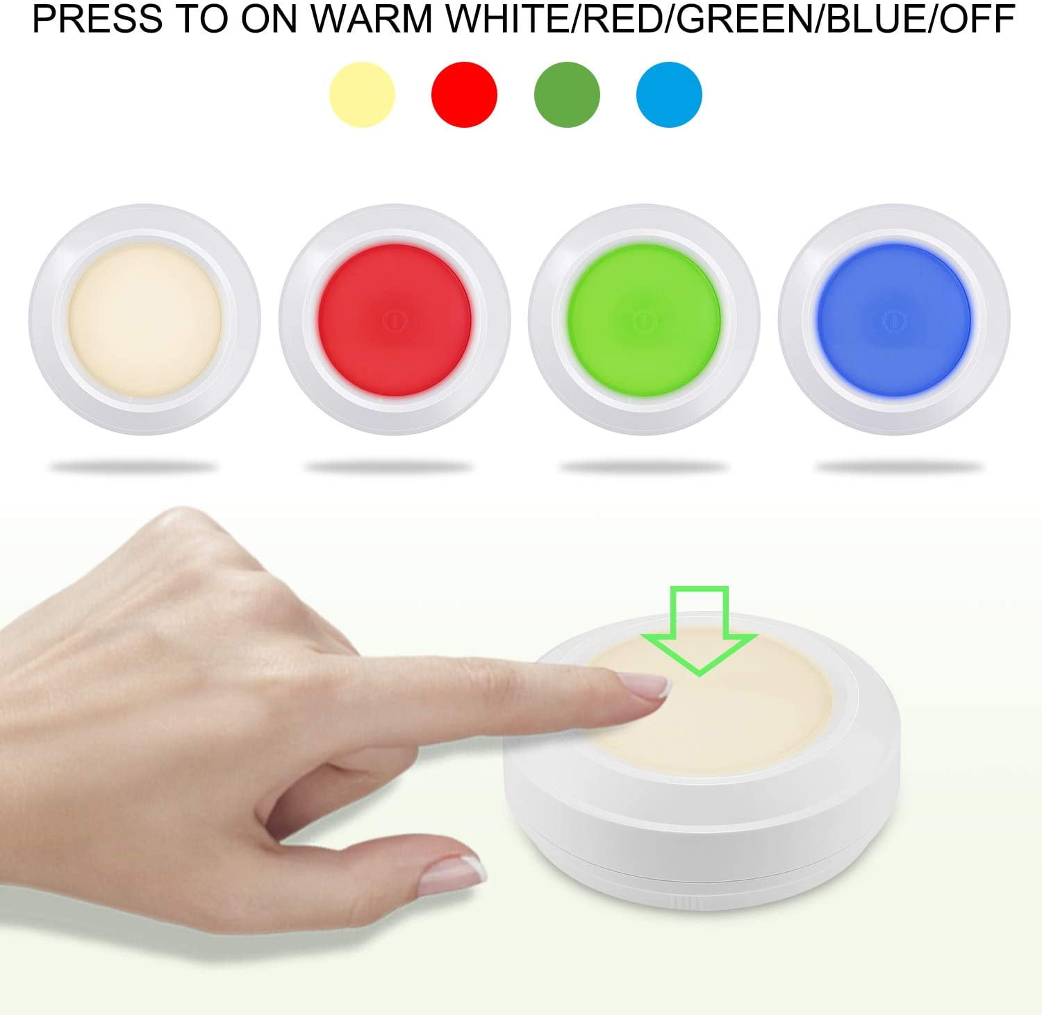 UGUCYUI-Tap Light Wireless Touch Cabinet Light Multi Colored Push ...