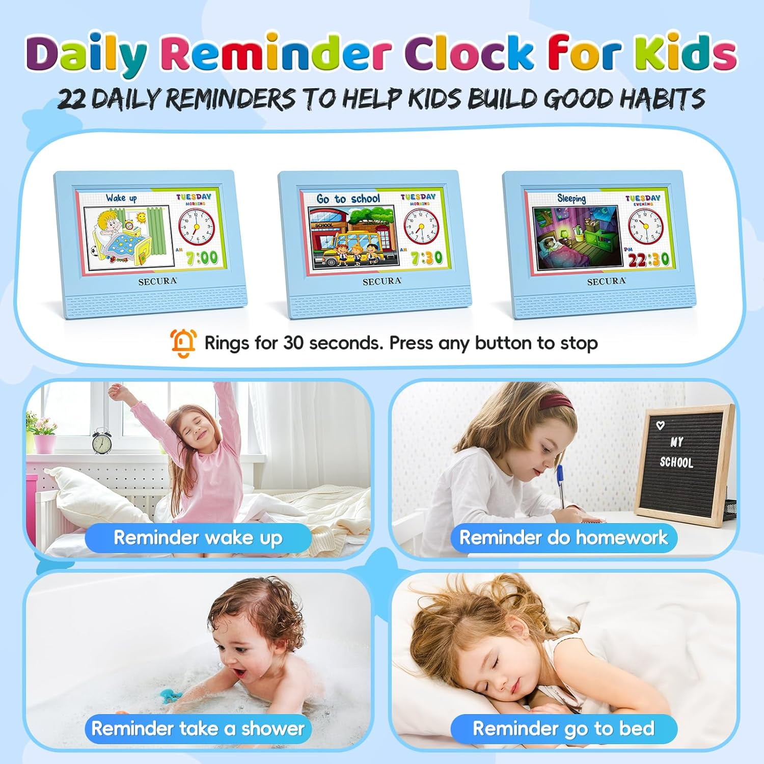 UGUCYUI-TimeTact Reminder for Kids, 7" LED Talking Alarm Clock with ...