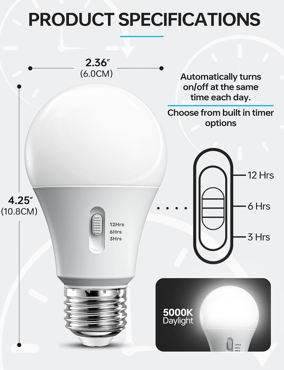 UGUCYUI-Timer Light Bulb Indoor: Light Bulb with Timer Built in 13W ...