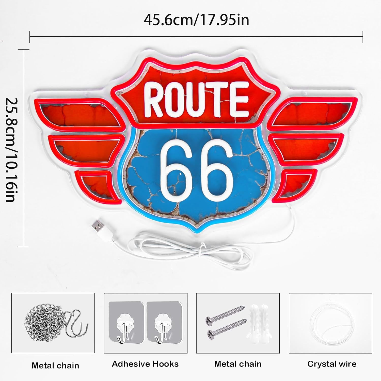 UGUCYUI-UV Printed Route 66 Neon Sign Vintage Route 66 Wall Decor ...