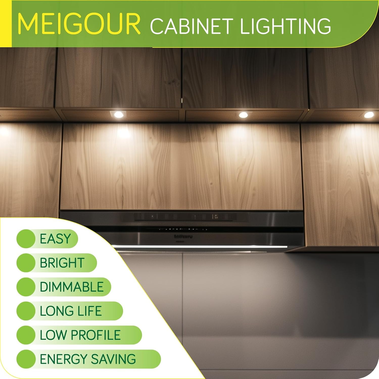UGUCYUI-Under Cabinet LED Puck Lighting Kit, Rotary Dimmer Switch, Plug ...