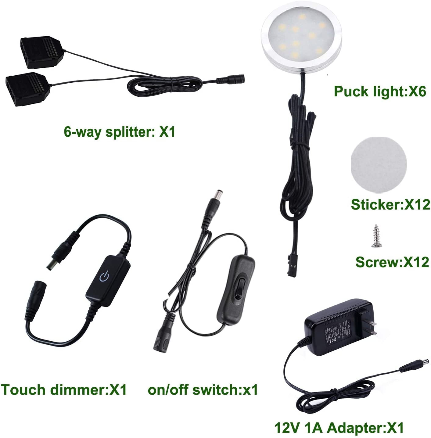 UGUCYUI-Under Cabinet LED Puck Lights Kit with Touching Switch Dimmable ...