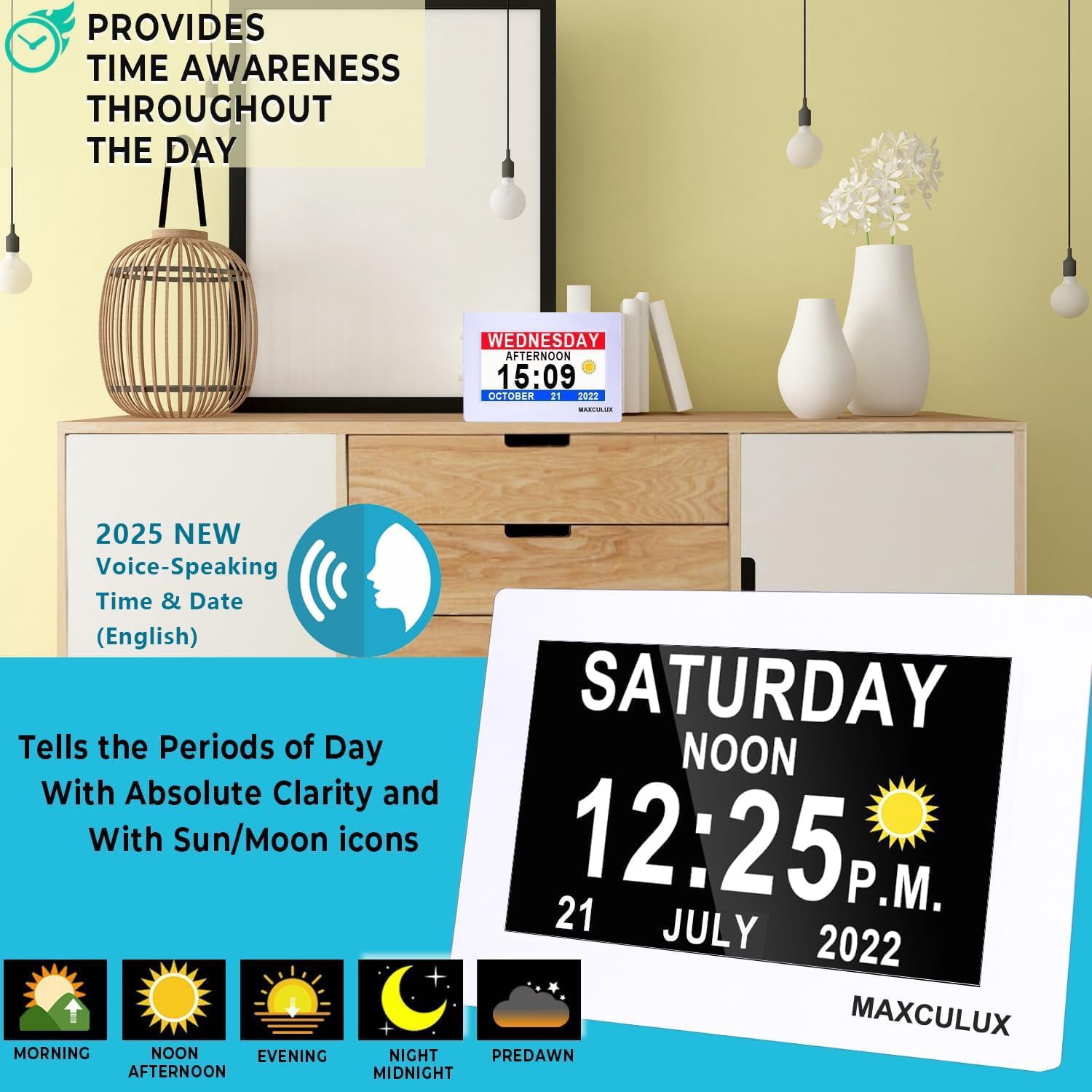 UGUCYUI-【Upgraded】19 Alarms Digital Talking Clock with Day and Date ...