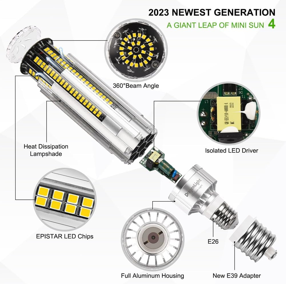 UGUCYUI-Upgraded 35W Corn LED Light Bulb Fanless(300 Watt Equivalent) E26/E39 Large Mogul Base ...