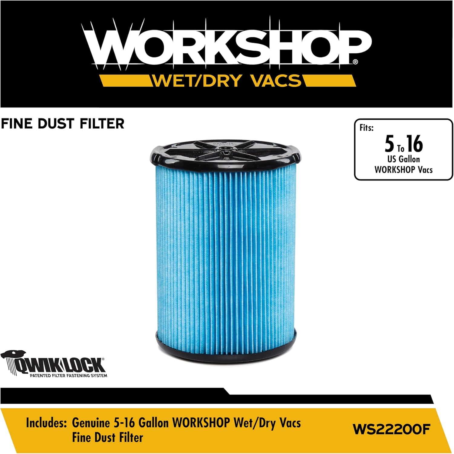 UGUCYUI-Vacuum Filters WS22200F Fine Dust Wet/Dry Vacuum Filter (Single ...