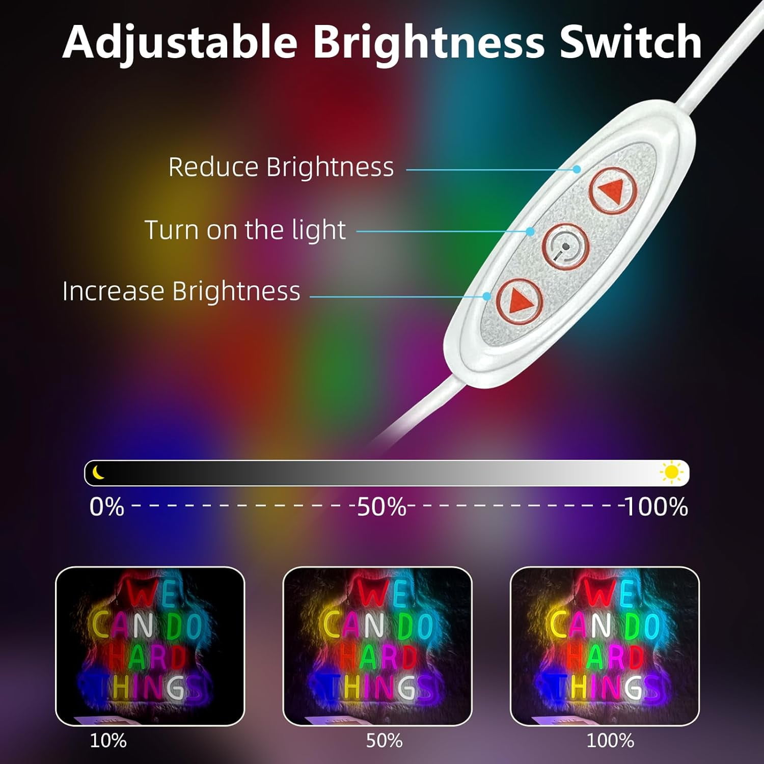 UGUCYUI-We Can Do Hard Things Neon Signs USB Powered Dimmable LED Light ...