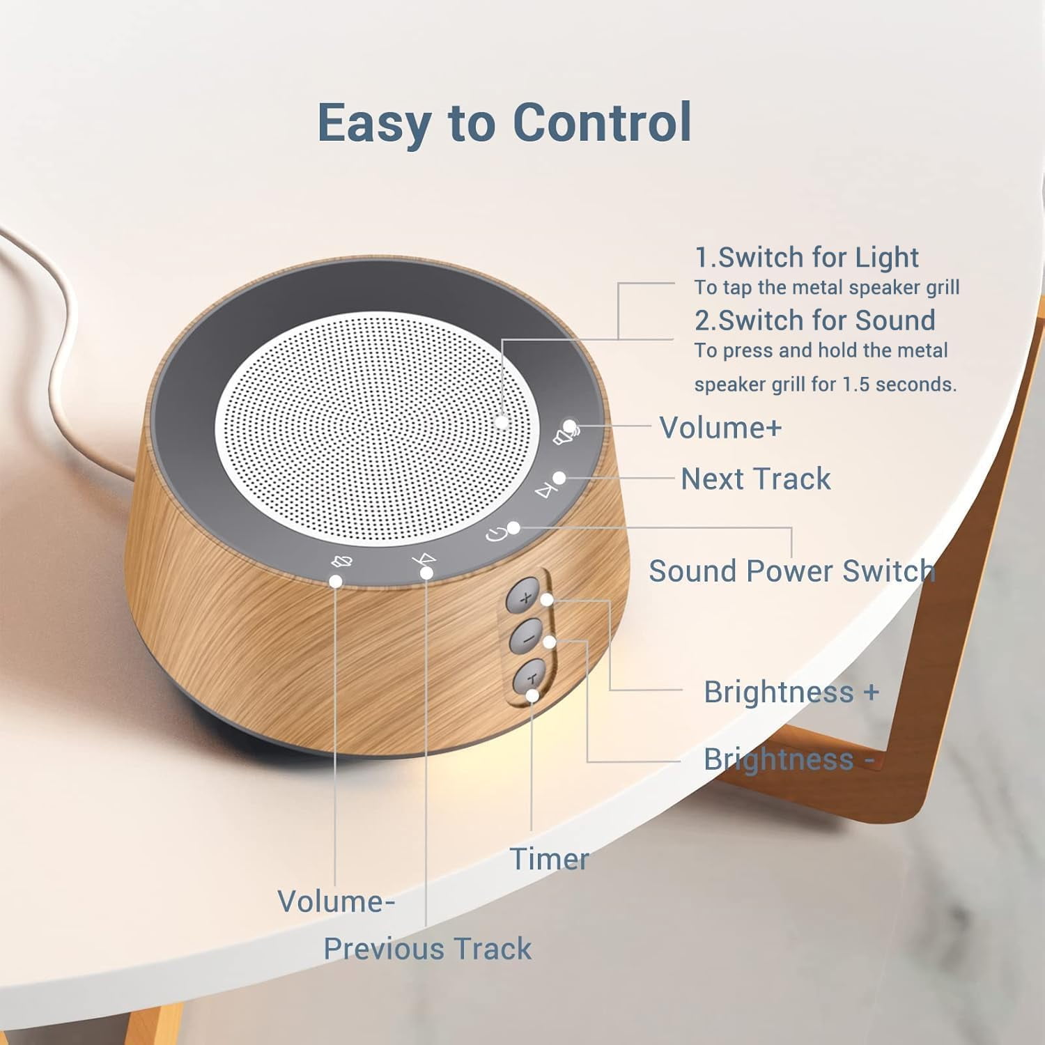 UGUCYUI-White Noise Sound Machine with 20 Soothing Sounds, 10 Colors ...
