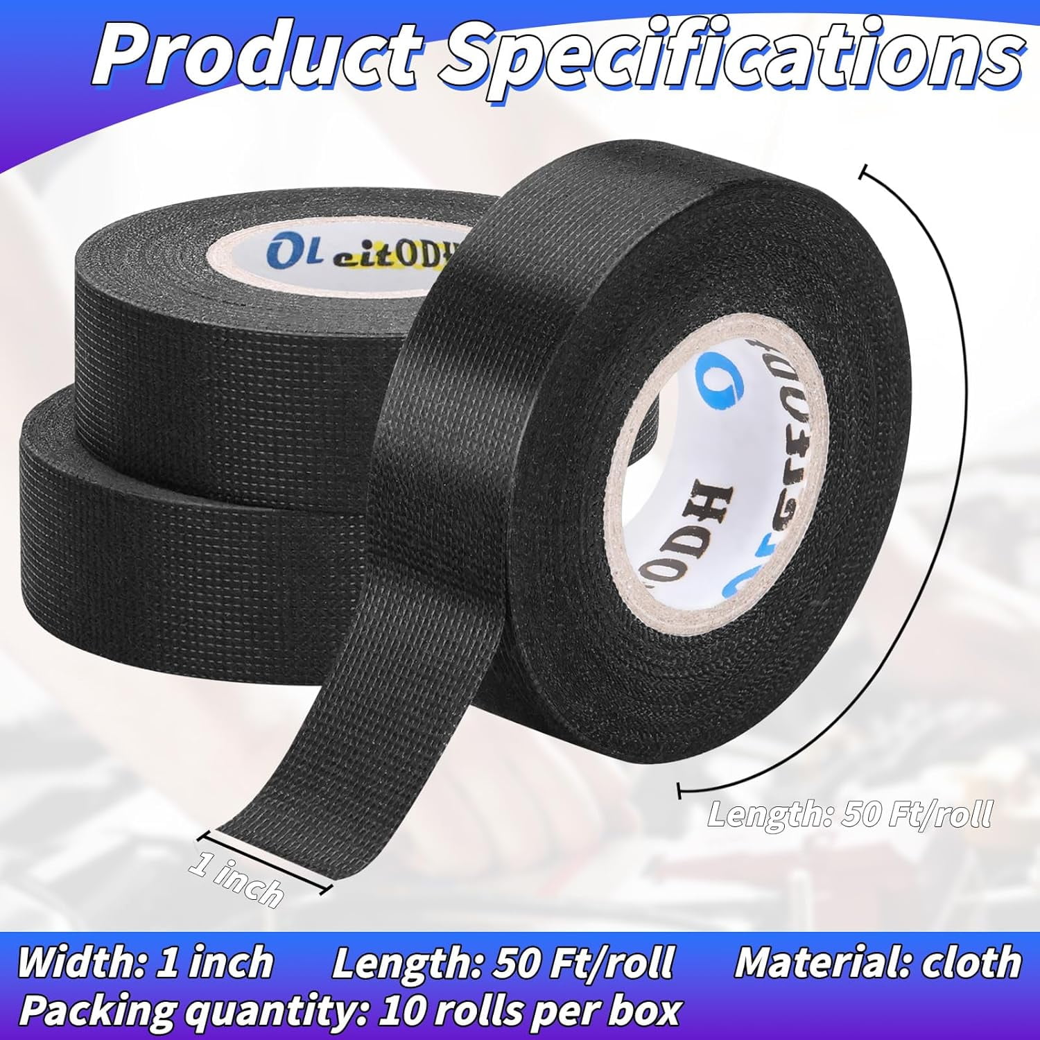 UGUCYUI-Wire Harness Tape Bulk, 1-Inch by 50 ft (10-Pack) Adhesive High ...