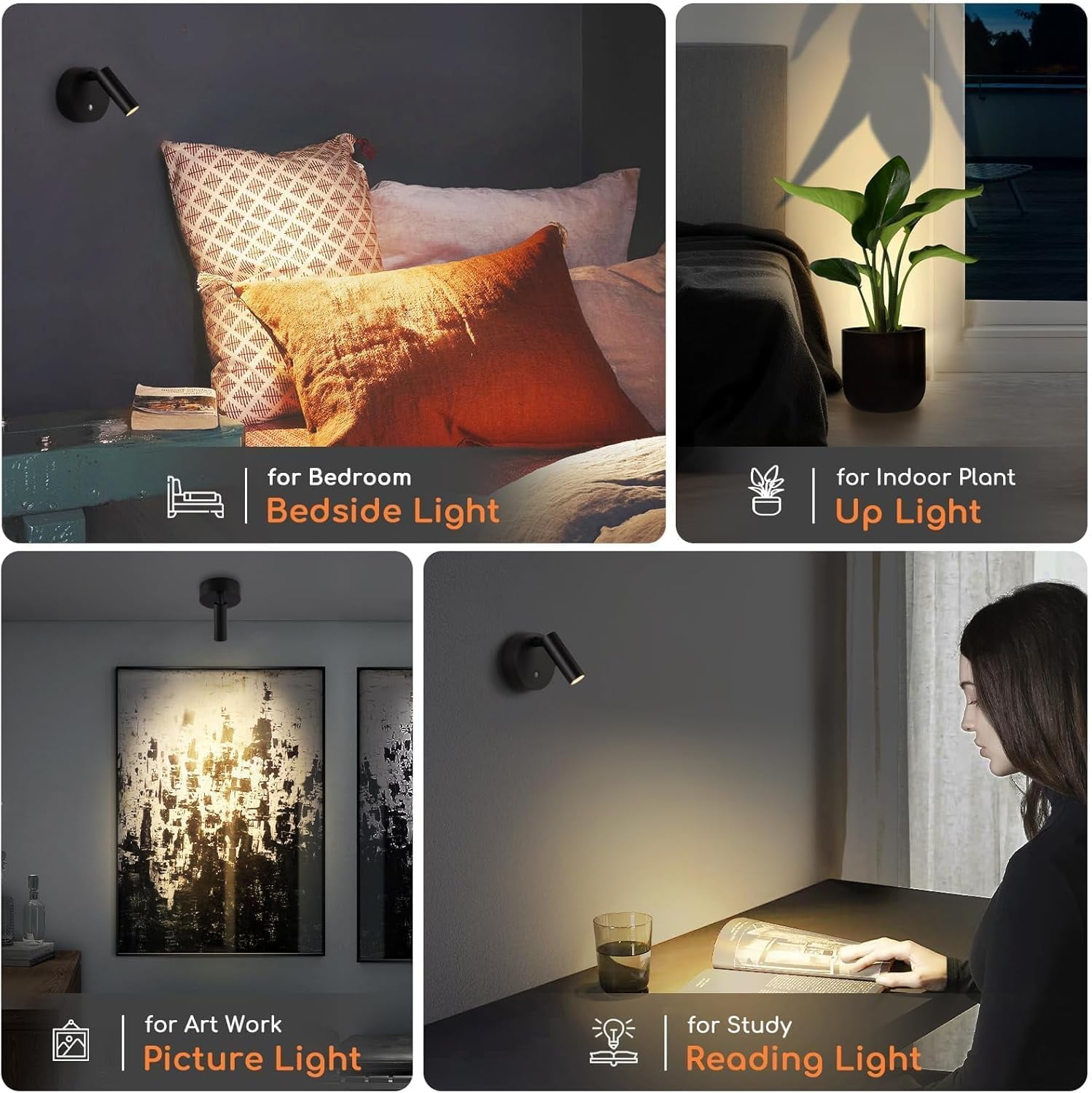 UGUCYUI-Wireless Spot Lights Indoor with Remote Up Lights Indoor ...