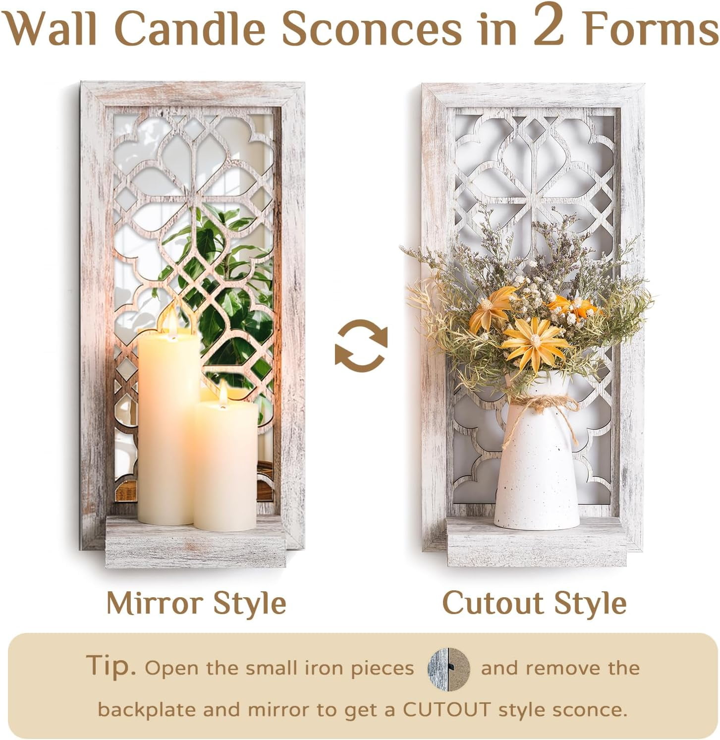UGUCYUI-Wood Small Wall Shelves for Candle - Decorative Farmhouse ...