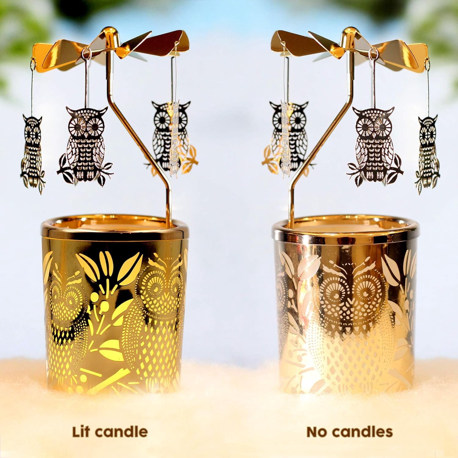 UGUCYUI-iLajao Candle Carousel Rotary Candle Holder Christmas Carousel ...