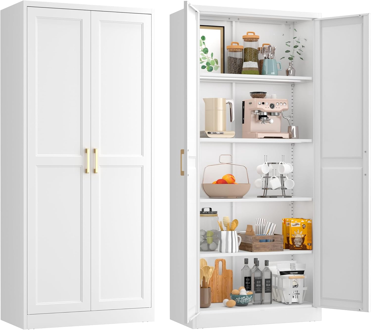 UGVZXOP 75\u201D Pantry Storage Cabinet Tall Storage Cabinet with ...