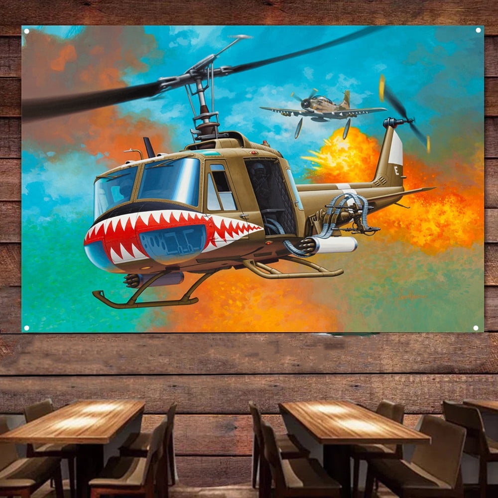UH-1 'Huey' Attack Helicopter Banner & Flag - 38" x 57" Aviation ...
